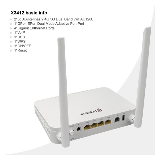 fiber ont router ac1200 4ge gigabit lan ports voip usb- hosecom